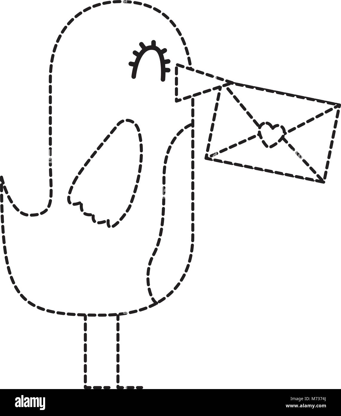 sweet bird with envelope message in beak cartoon Stock Vector Image ...