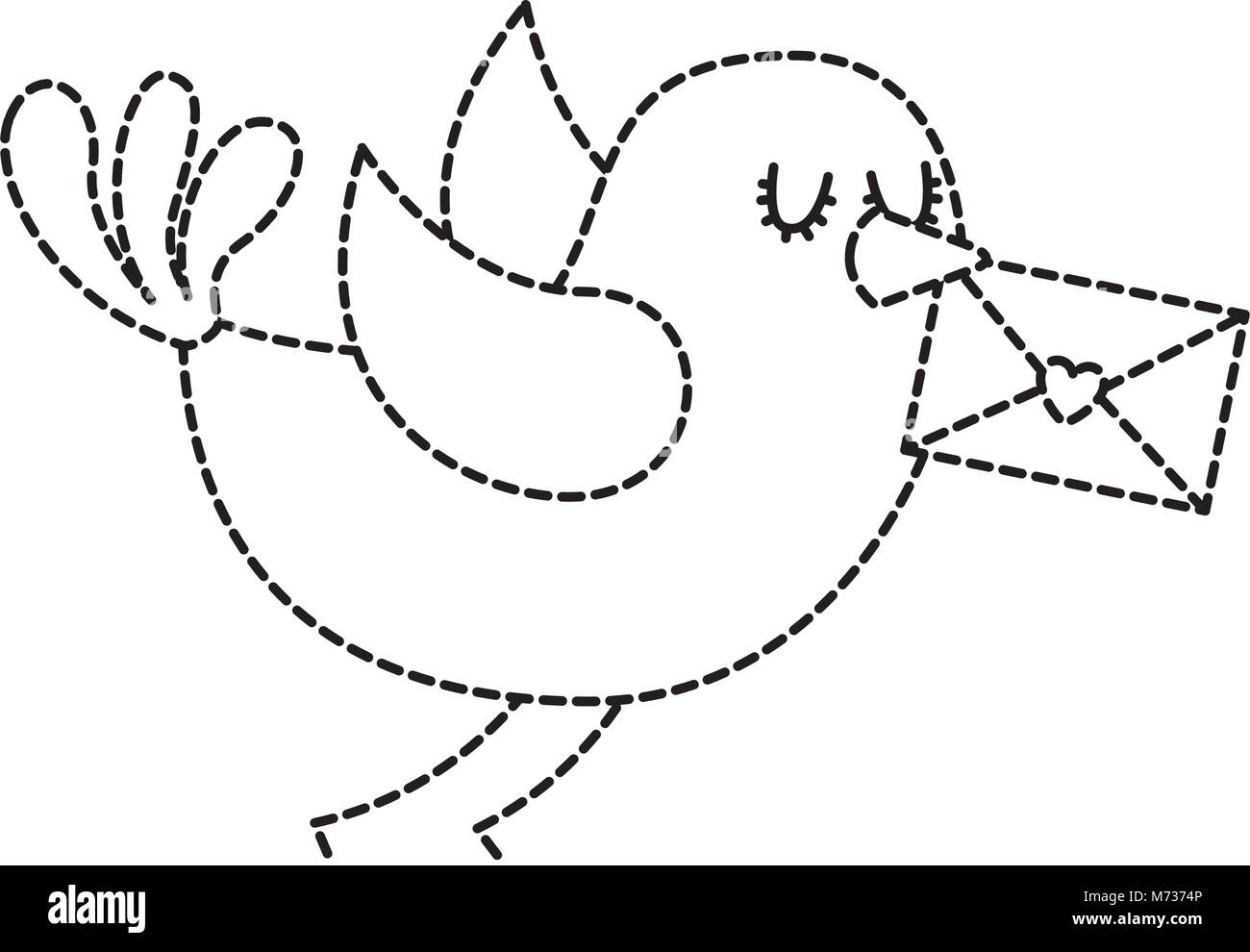 sweet bird with envelope message in beak cartoon Stock Vector Image ...