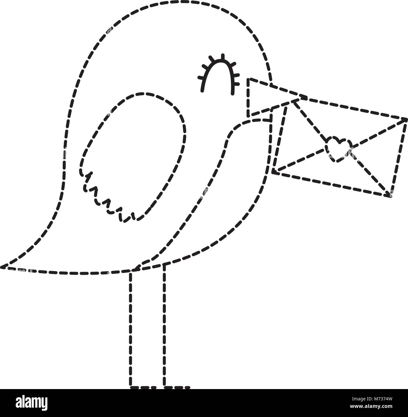 sweet bird with envelope message in beak cartoon Stock Vector Image ...