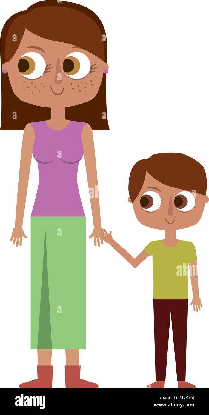 happy mother and her son cartoon Stock Vector Image & Art - Alamy