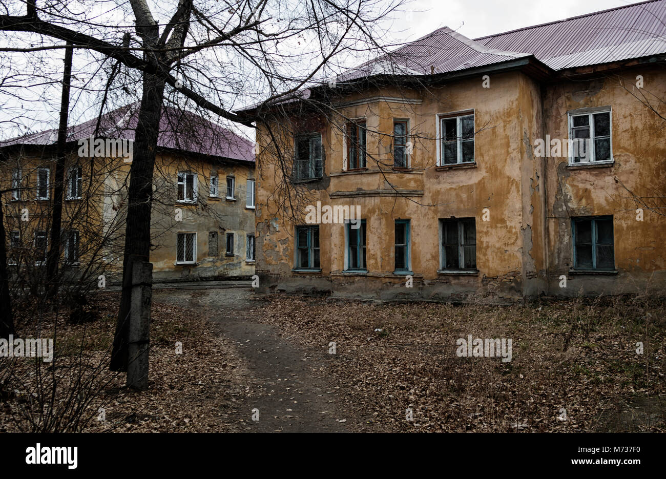Old brick apartment building. Old architecture. Brick house. Grunge ...