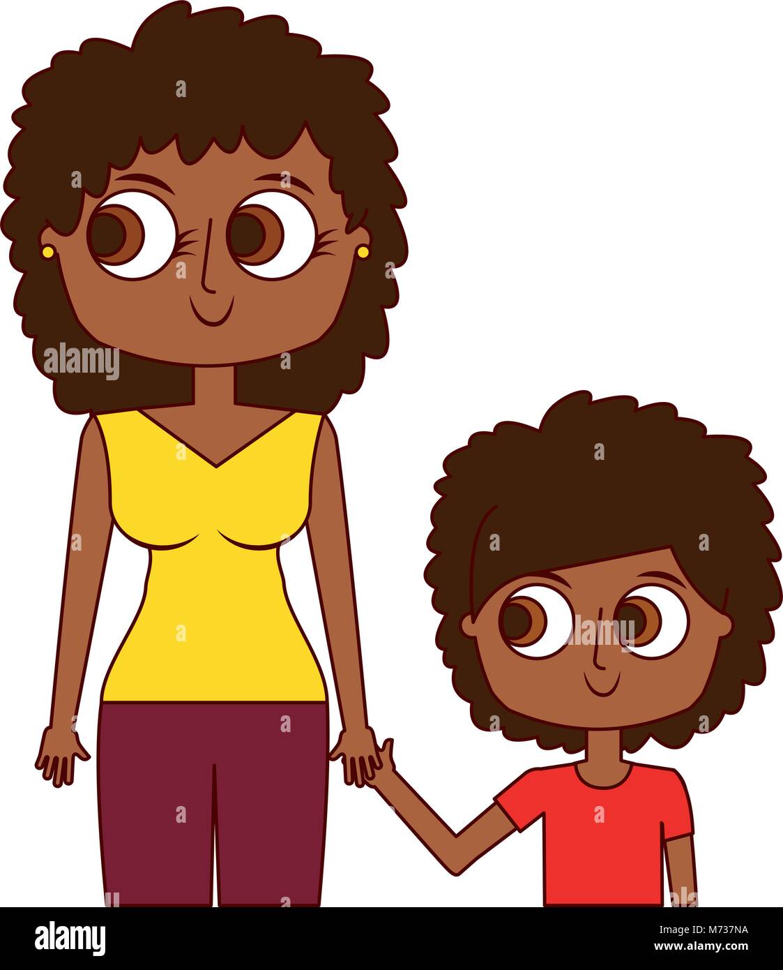 happy mother and her son cartoon portrait Stock Vector Image & Art - Alamy