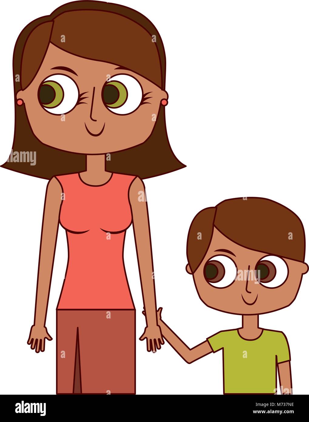 happy mother and her son cartoon portrait Stock Vector Image & Art - Alamy