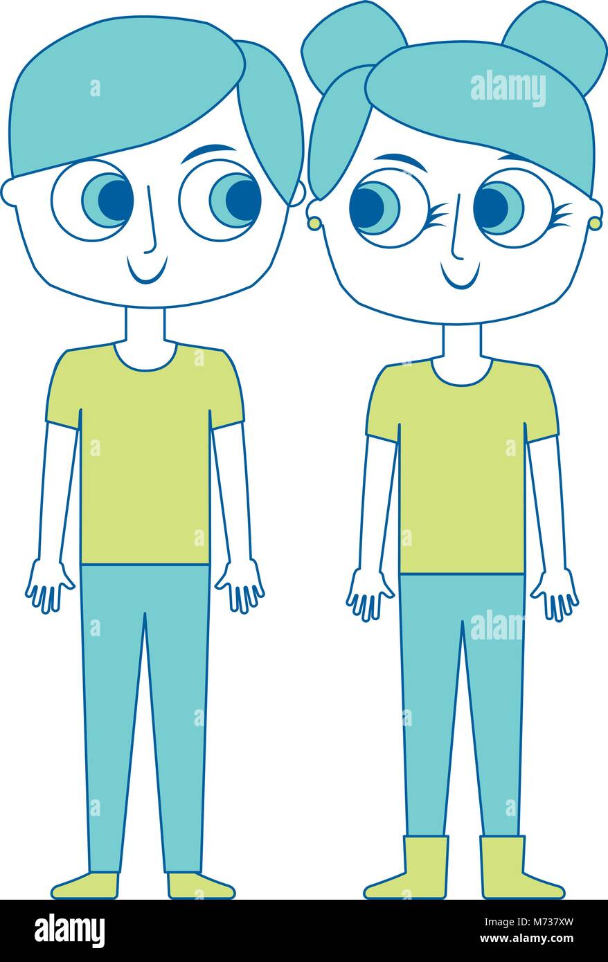 brother and sister happy children cartoon Stock Vector Image & Art - Alamy
