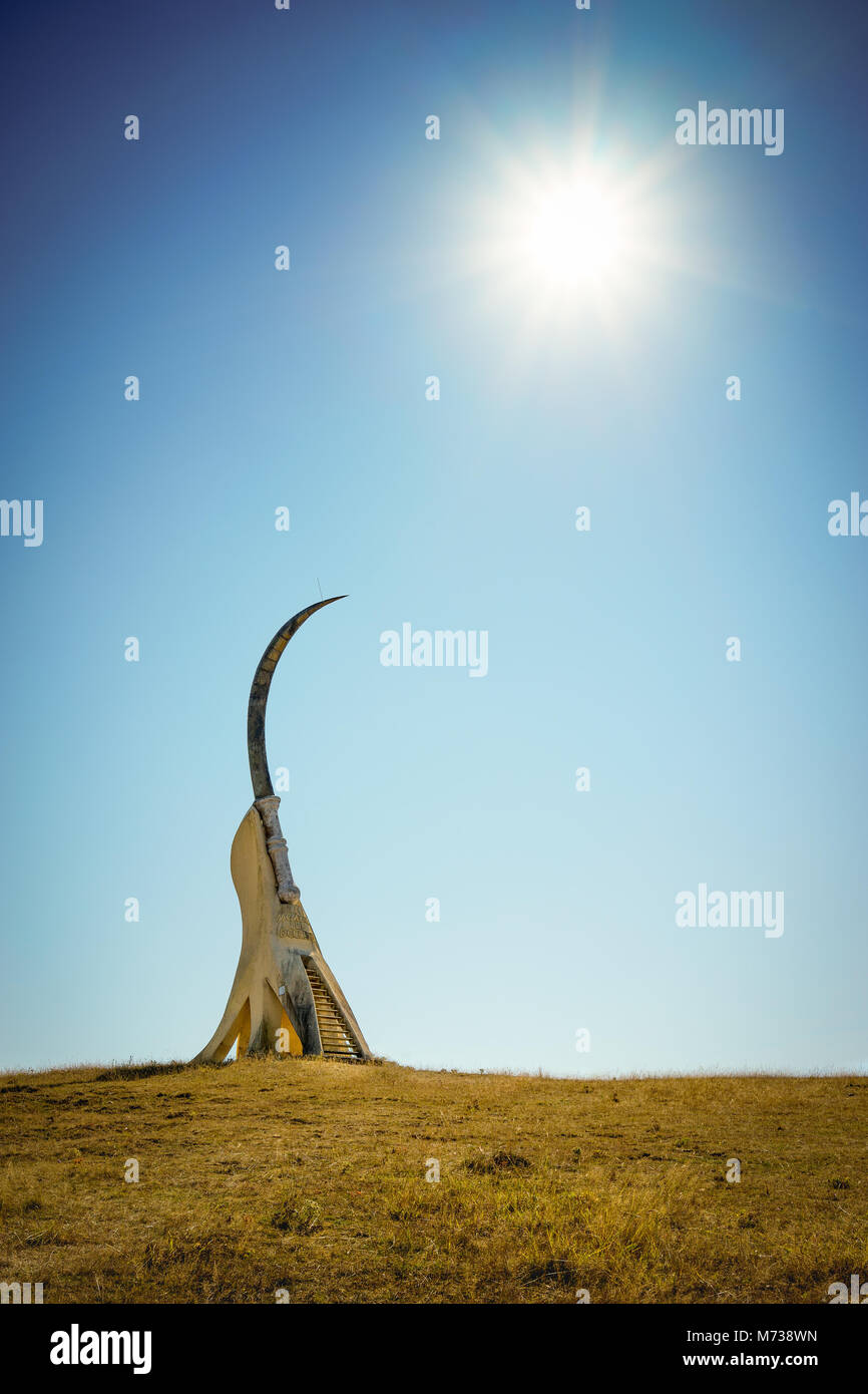 The curved sword of the Dacian's located in Orate, Romania Stock Photo ...