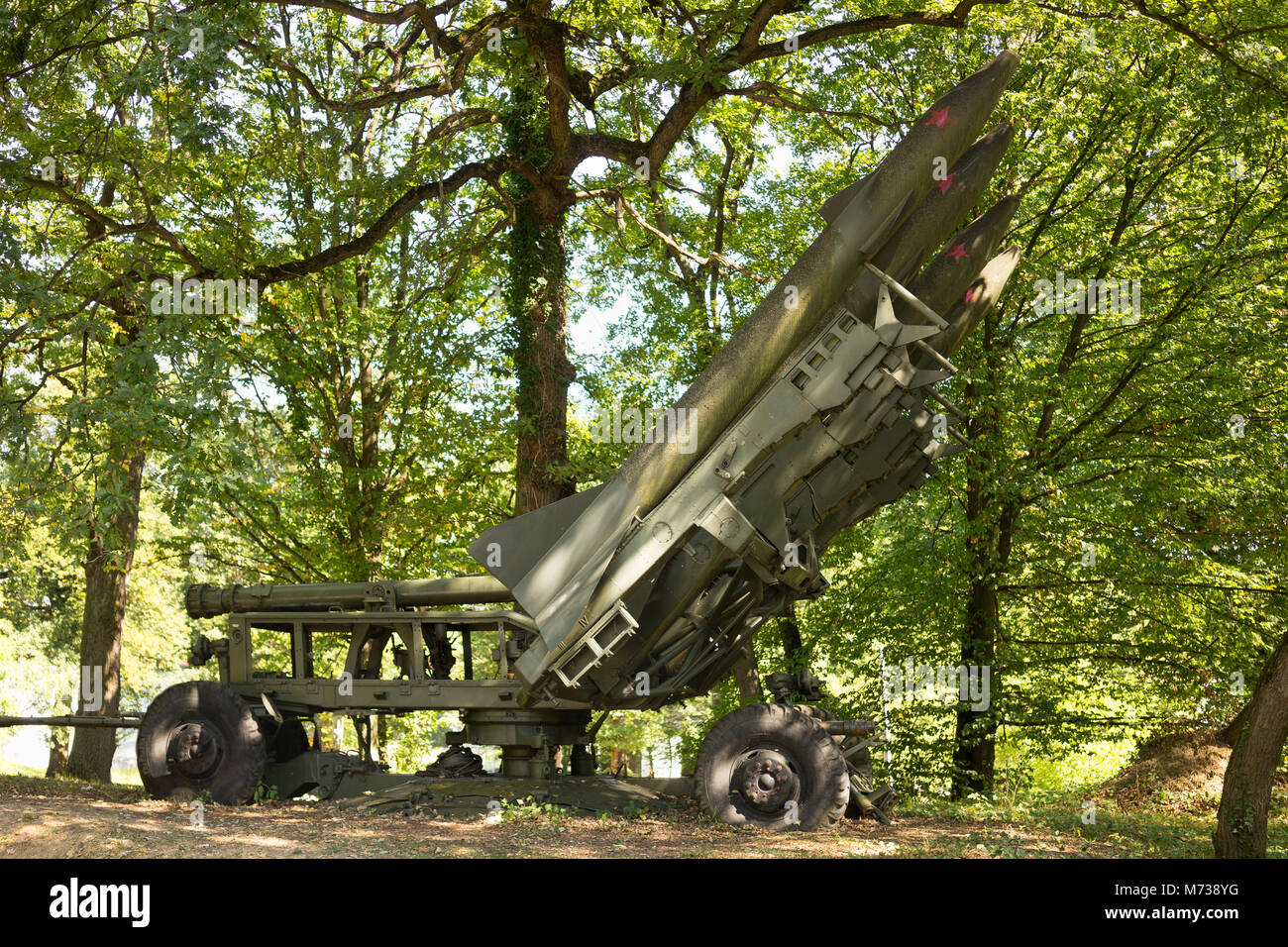defence forces weapon. missiles rockets with warhead aimed to the sky ...