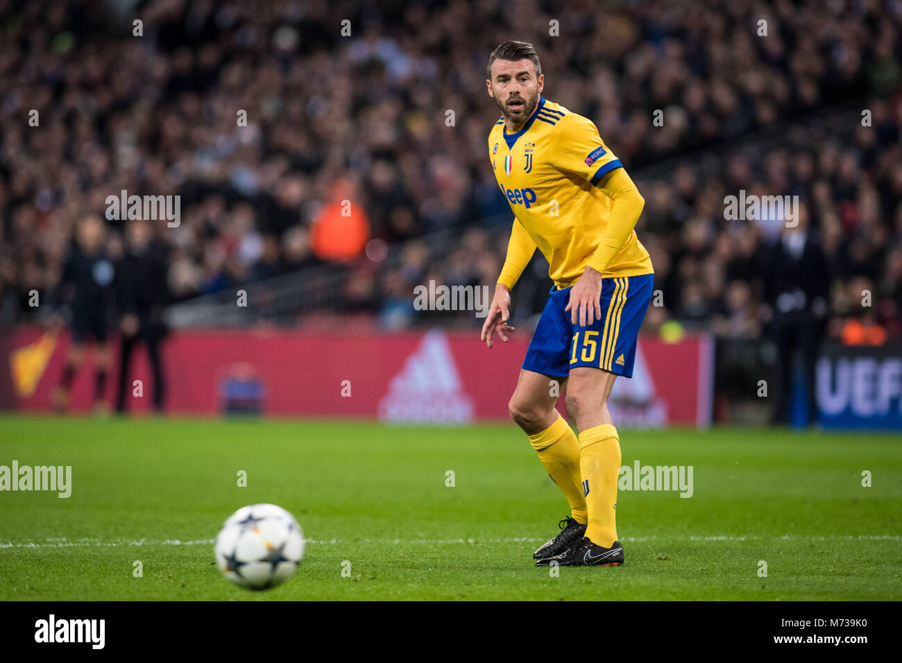 LONDON, ENGLAND - MARCH 07: Andrea Barzagli (15) of Juventus during the ...