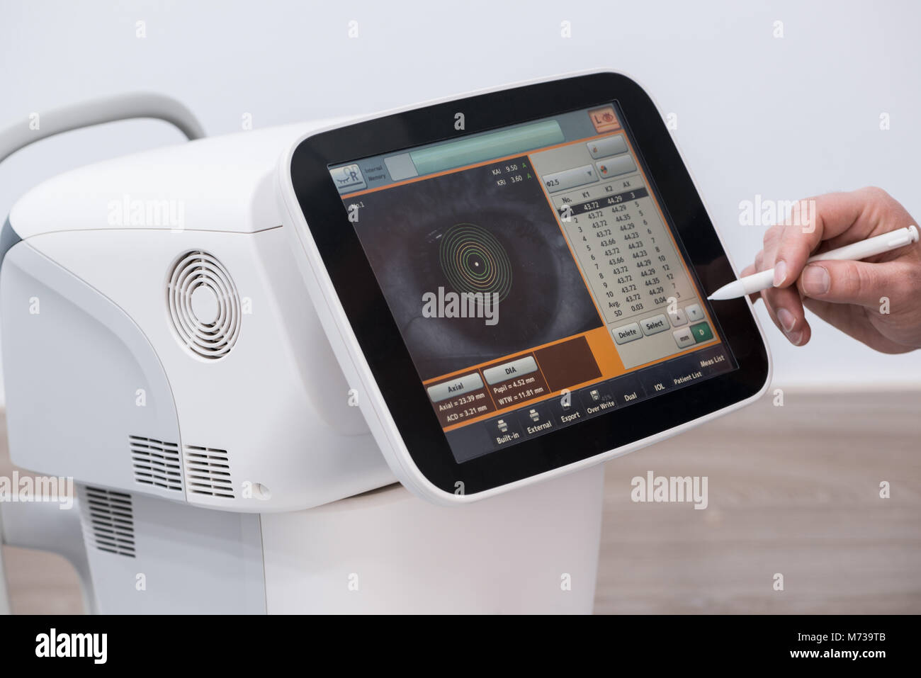 the doctor controls the oculist display with a scanned eye. diagnostic ...