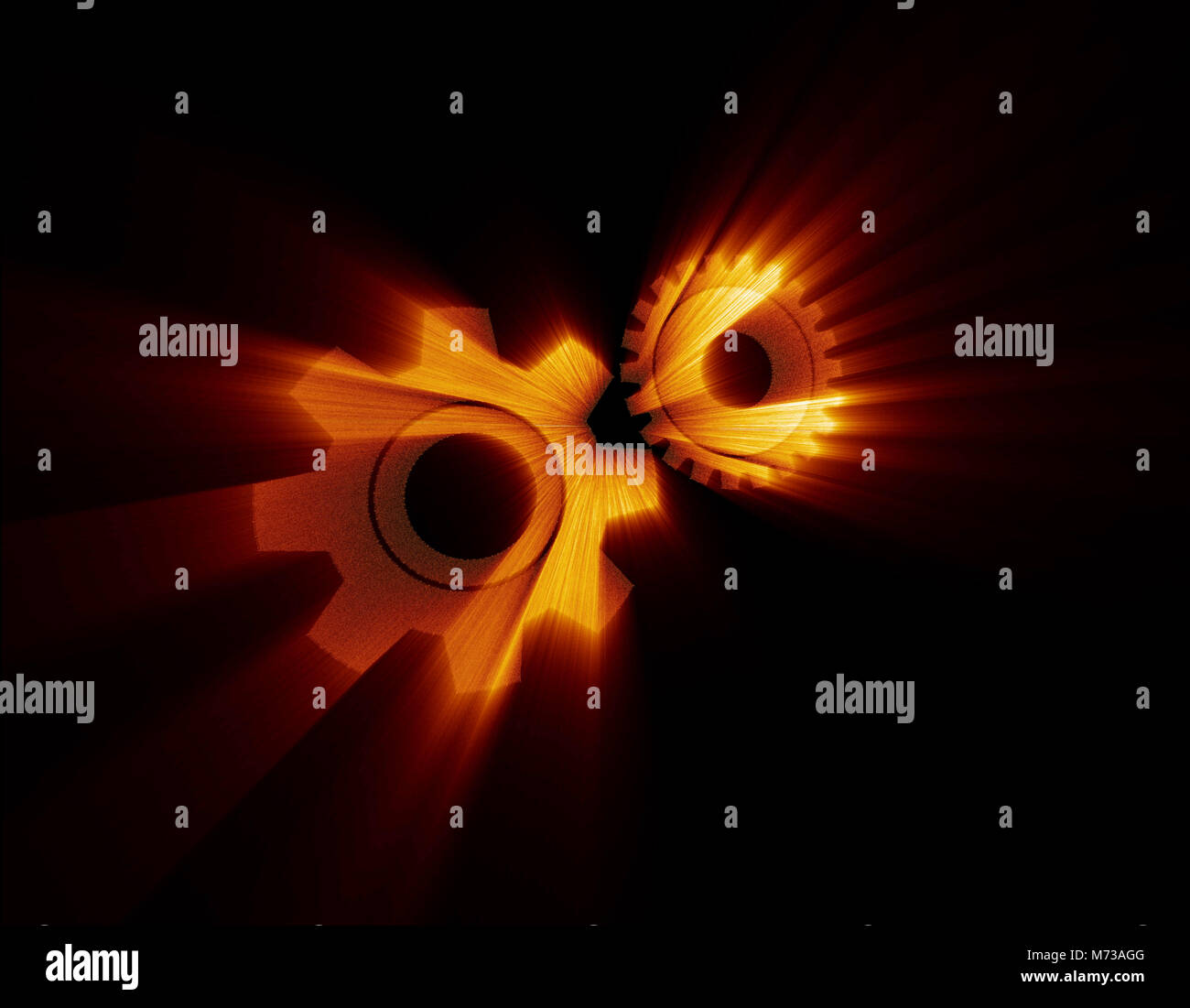 Glowing gears, thermal explosion Stock Photo - Alamy
