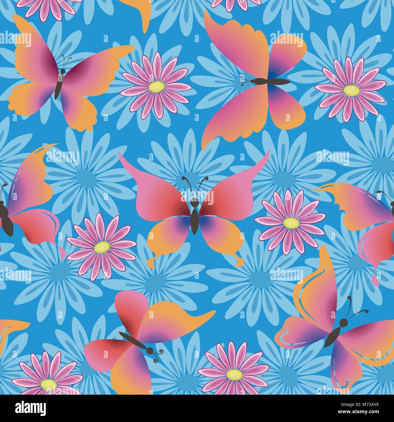 Seamless, flowers and butterflies Stock Vector Image & Art - Alamy