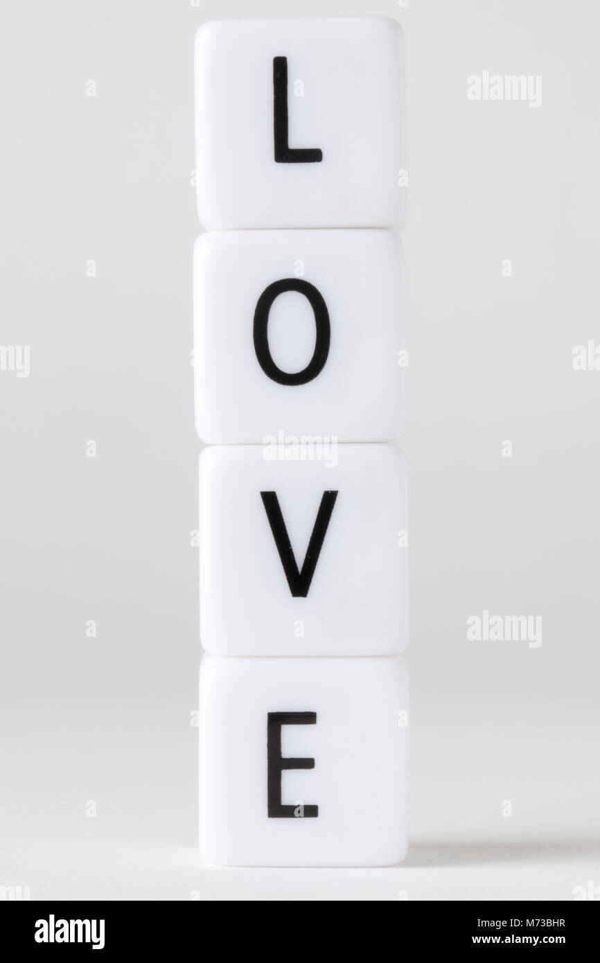 White cube written as LOVE Stock Photo - Alamy