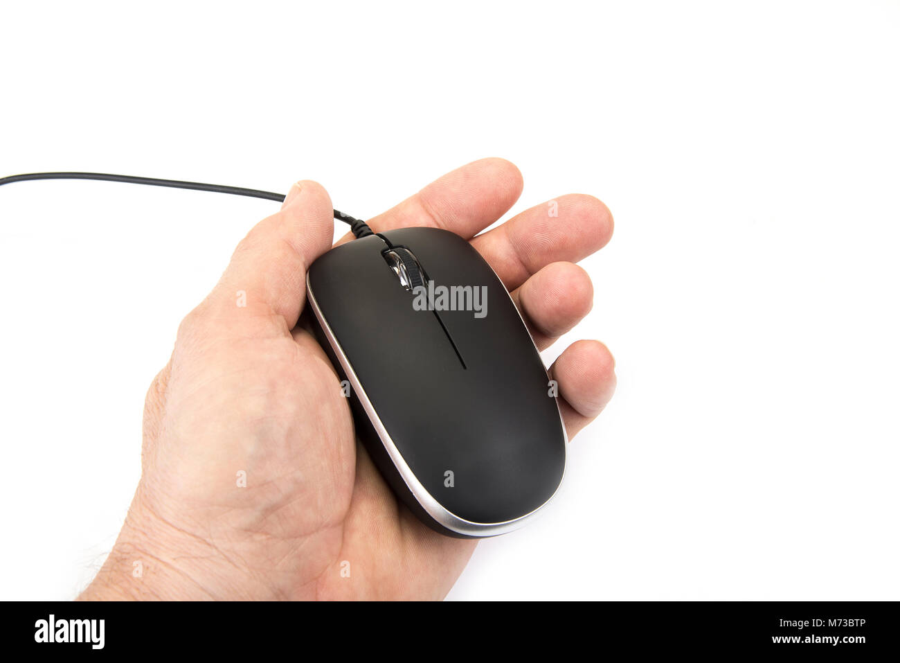 Computer mouse with black cable on the white Stock Photo - Alamy