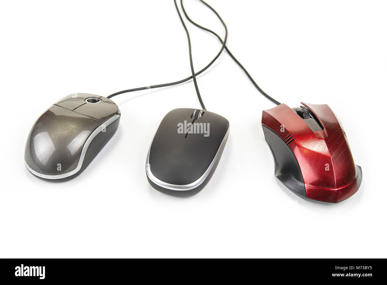 Computer mouse with black cable on the white Stock Photo - Alamy