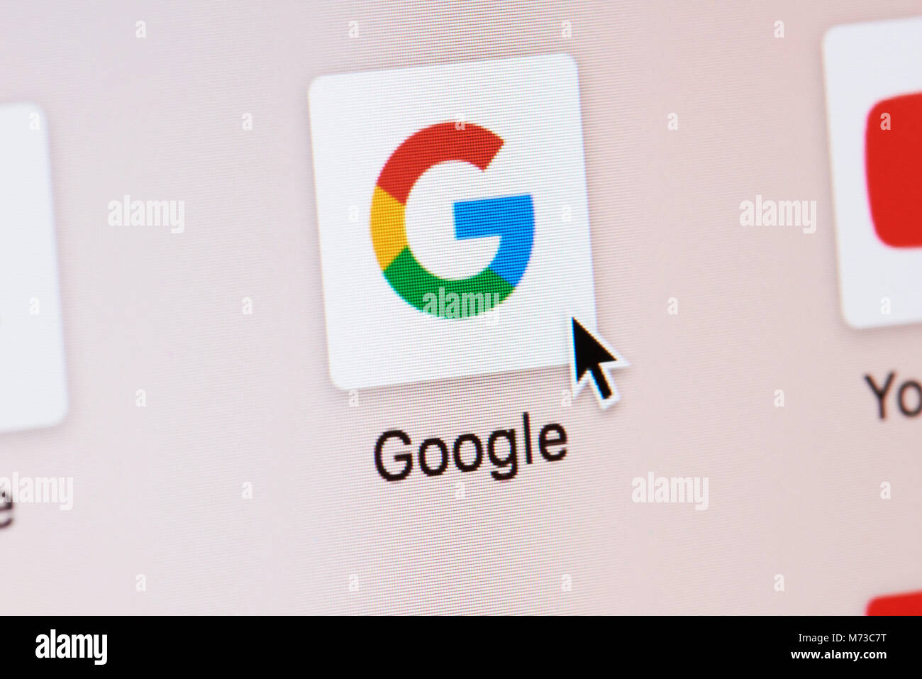 New york, USA - March 8, 2018: Opening google search web page on laptop ...