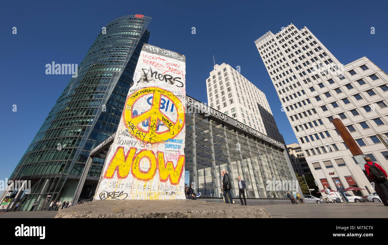 Remnants of Berlin Wall at Potsdamer Platz in Berlin, Germany Stock ...