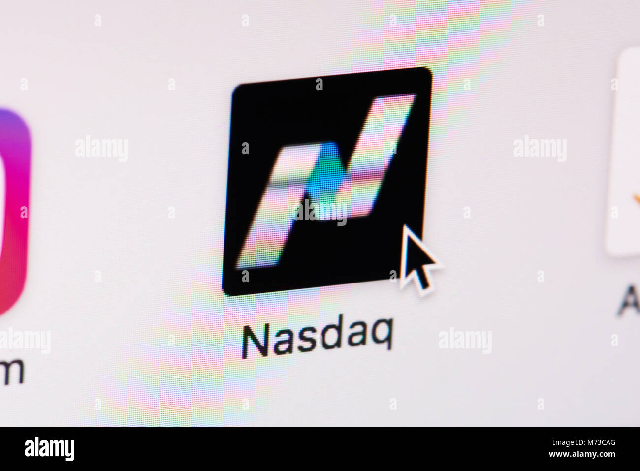 New york, USA - March 8, 2018: Opening Nasdaq web page on laptop screen ...