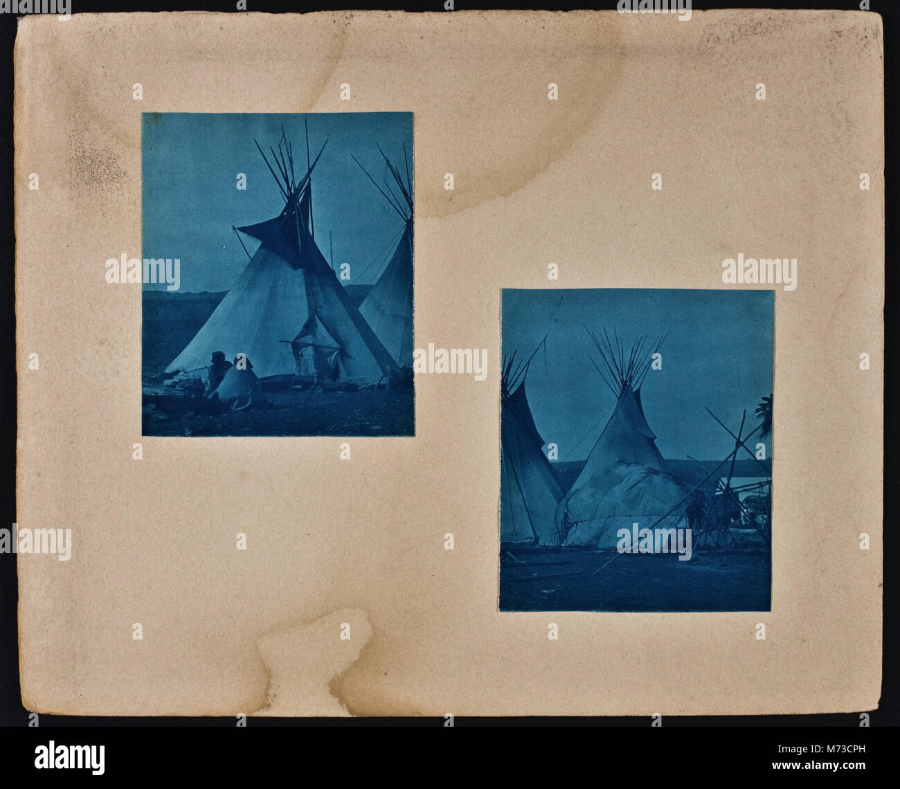 A collection of blueprint photographs capturing scenes of Native ...