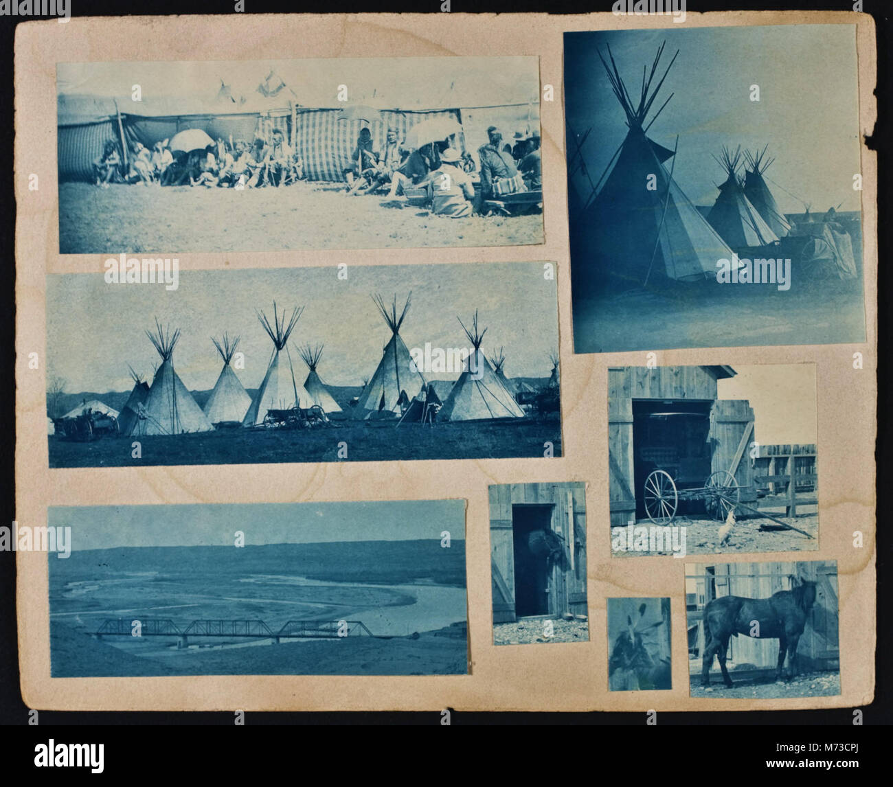 A collection of blueprint photographs documenting Native American life ...