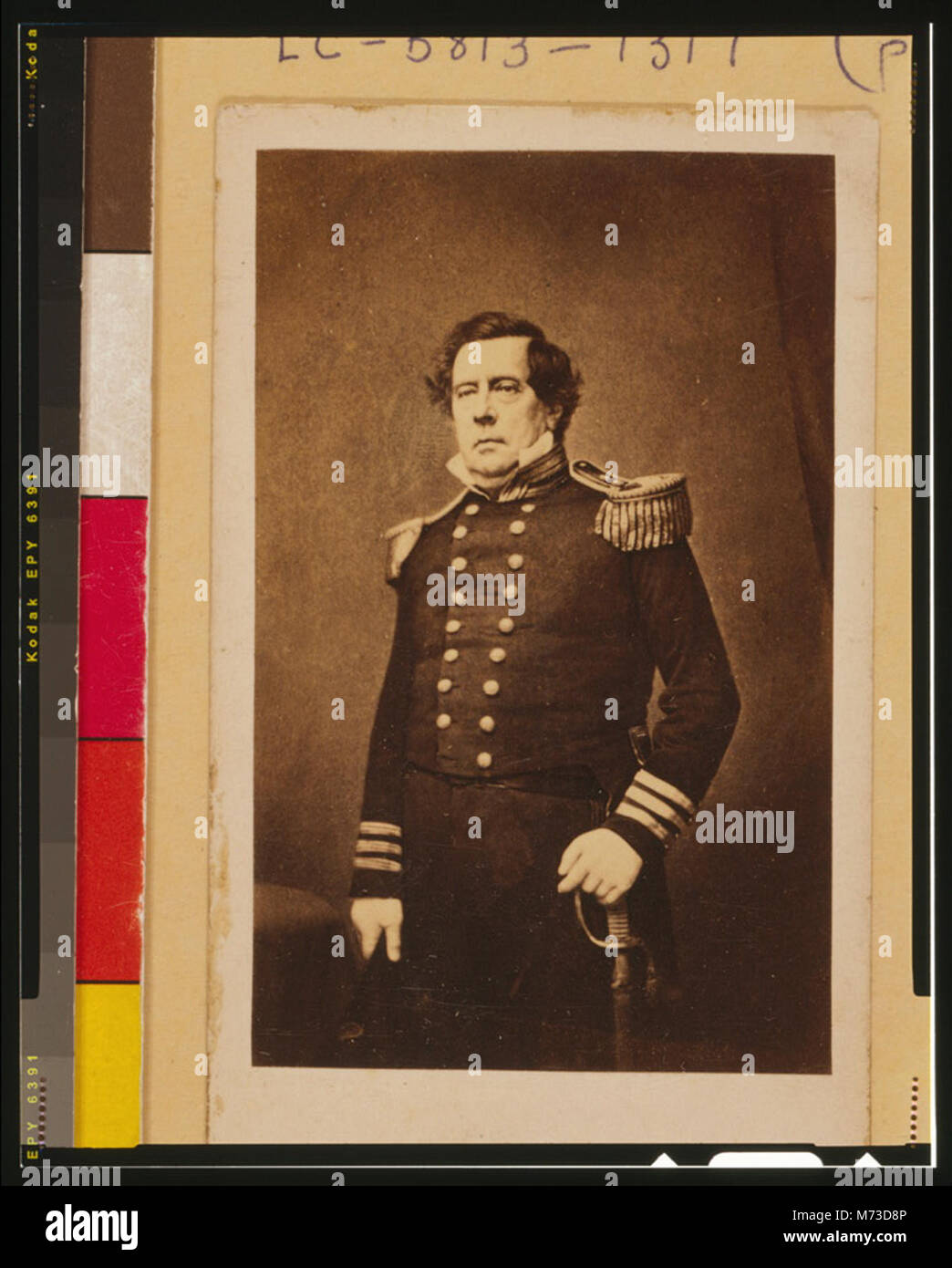 A three-quarter length portrait of Commodore Matthew C. Perry, captured ...