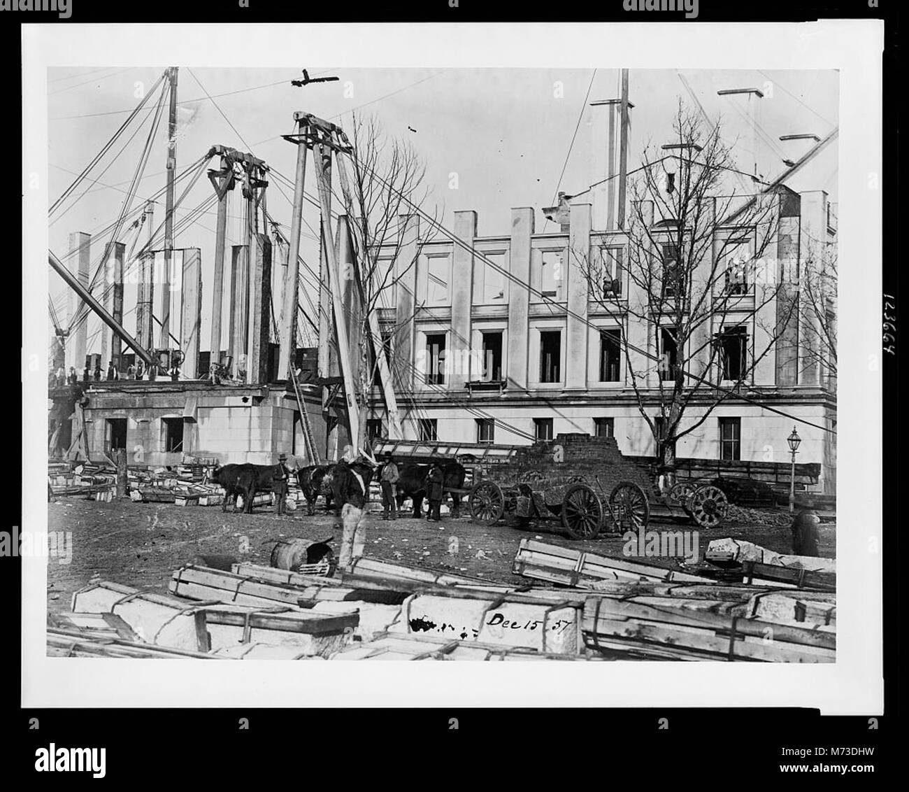 This photograph captures the construction of the U.S. Treasury Building ...