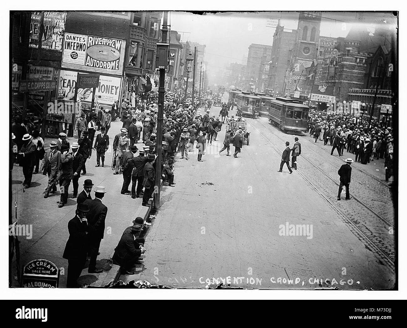 A photograph of a large crowd attending a convention in Chicago ...
