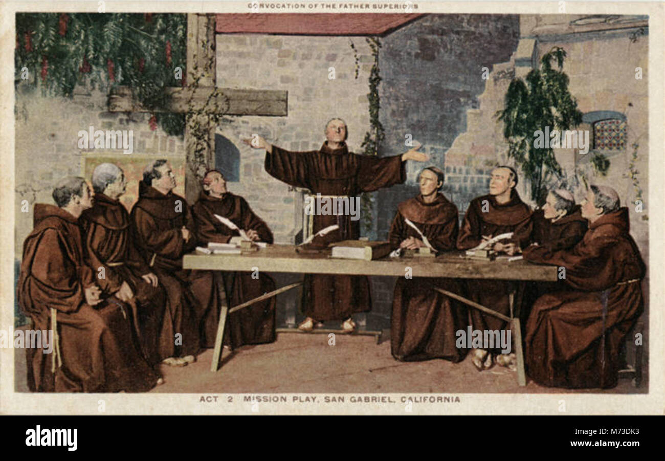 A scene from the 'Mission Play,' Act 2, depicting the convocation of ...
