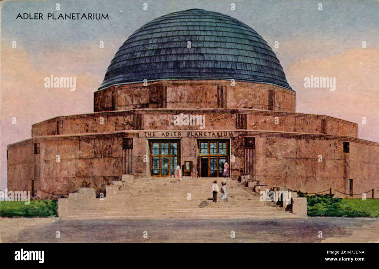 This image shows the Adler Planetarium, an iconic science and astronomy ...