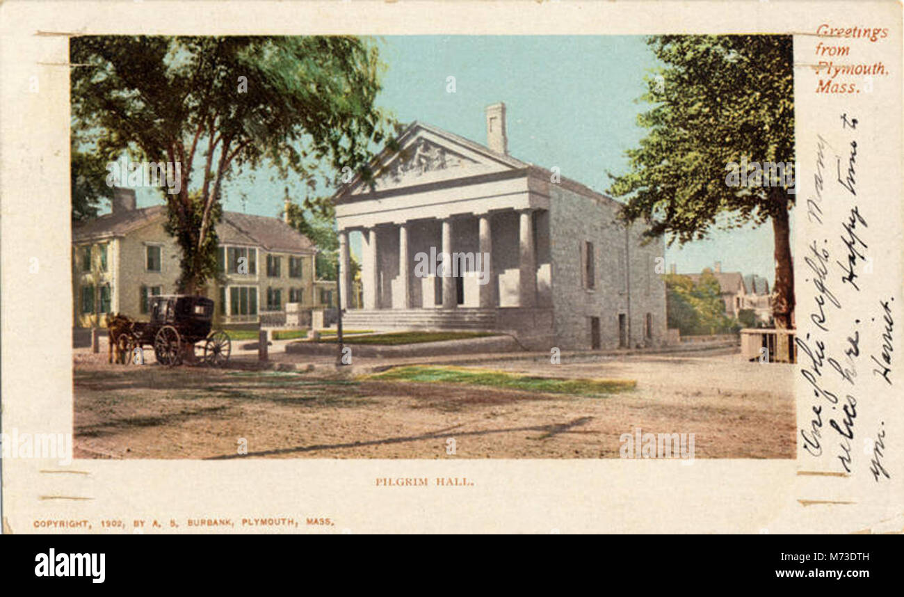 An image of Pilgrim Hall, published and copyrighted by A.S. Burbank ...
