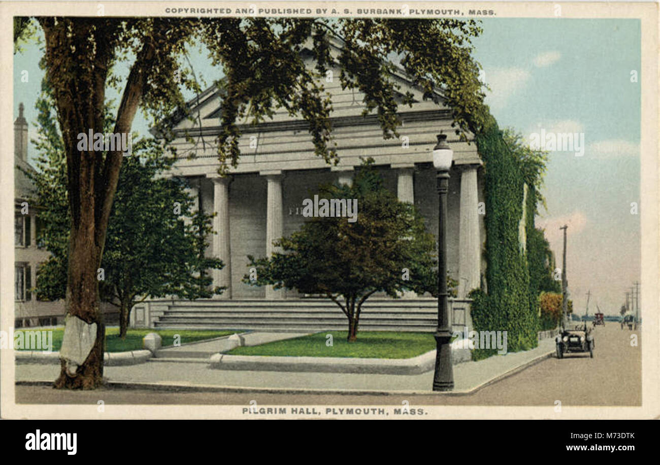 A historical image of Pilgrim Hall, published by A.S. Burbank ...