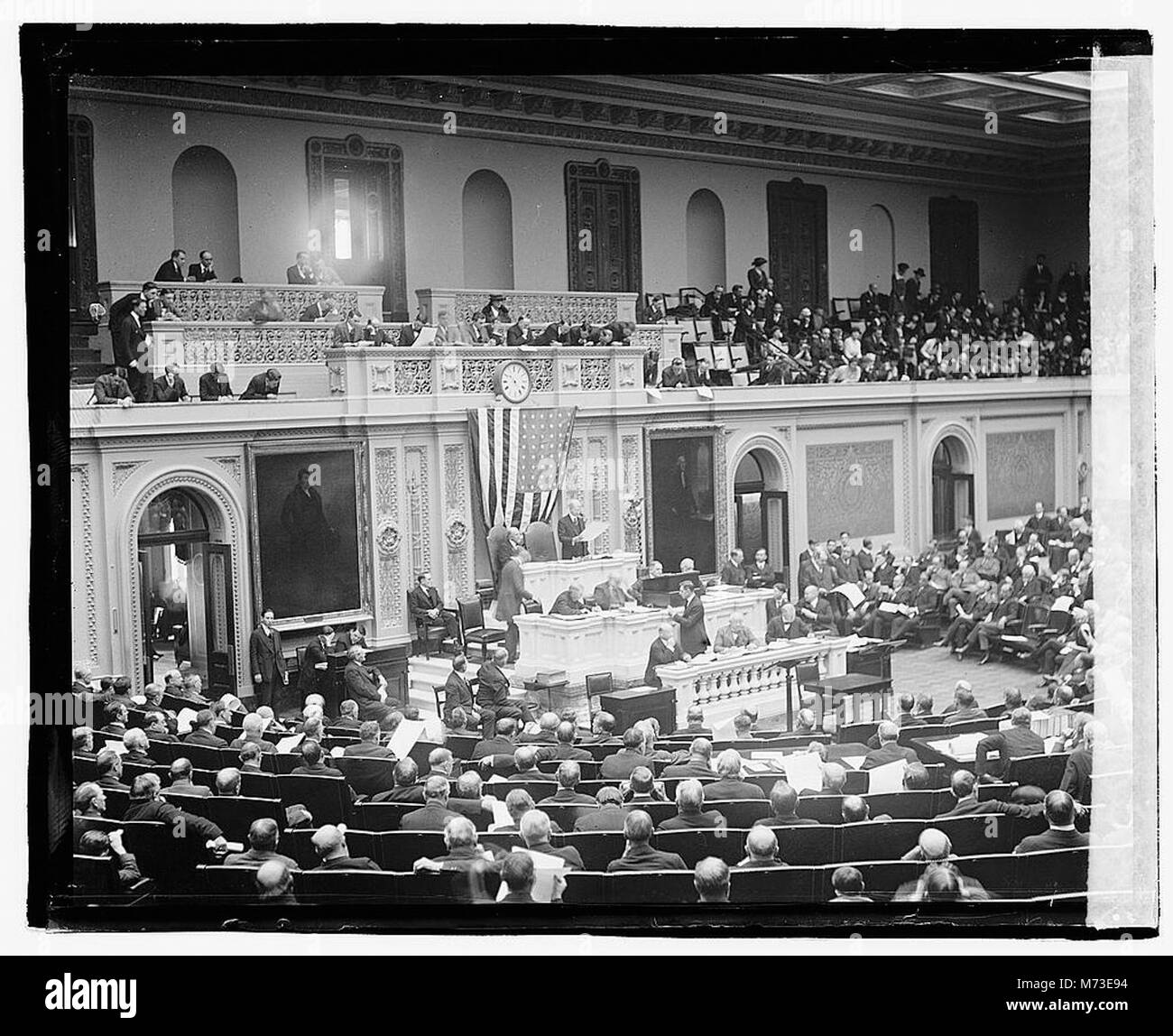 A historical photograph of the process of counting the electoral votes ...