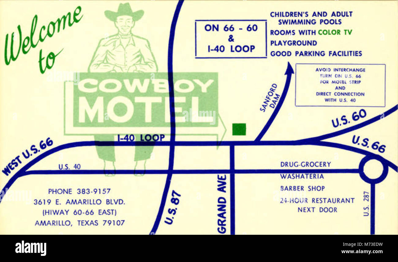 A photograph of the Cowboy Motel, capturing a vintage roadside lodging ...