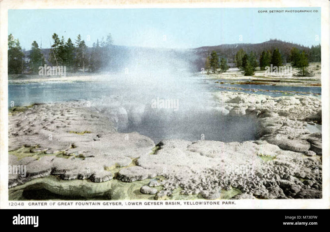 The Great Fountain Geyser, located in the Lower Geyser Basin of ...