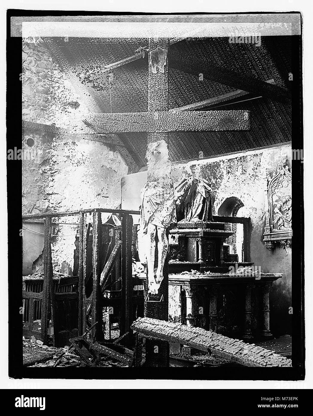 Crucifix in burned church interior), 10-26-22 LOC npcc.07268 Stock ...