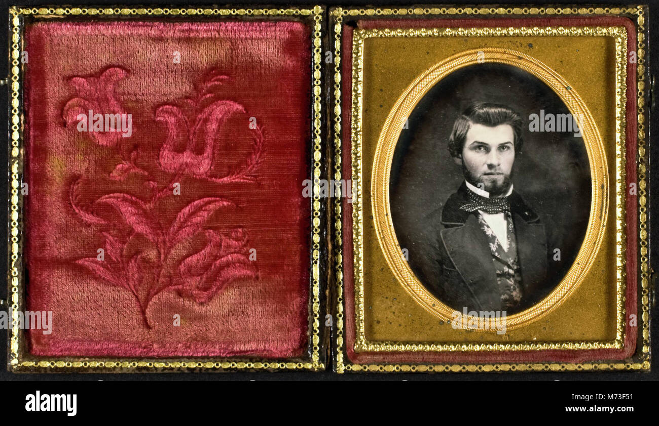A daguerreotype portrait capturing a historical figure from the 19th ...