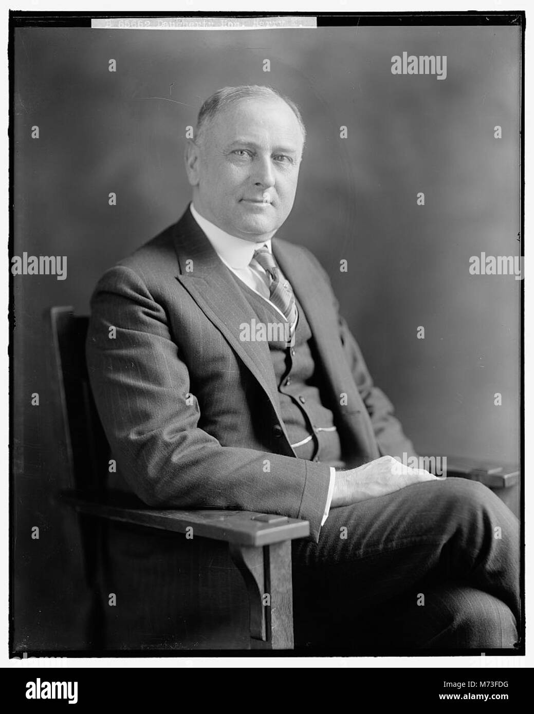 A formal portrait of Honorable Harry M. Daugherty, a prominent American ...
