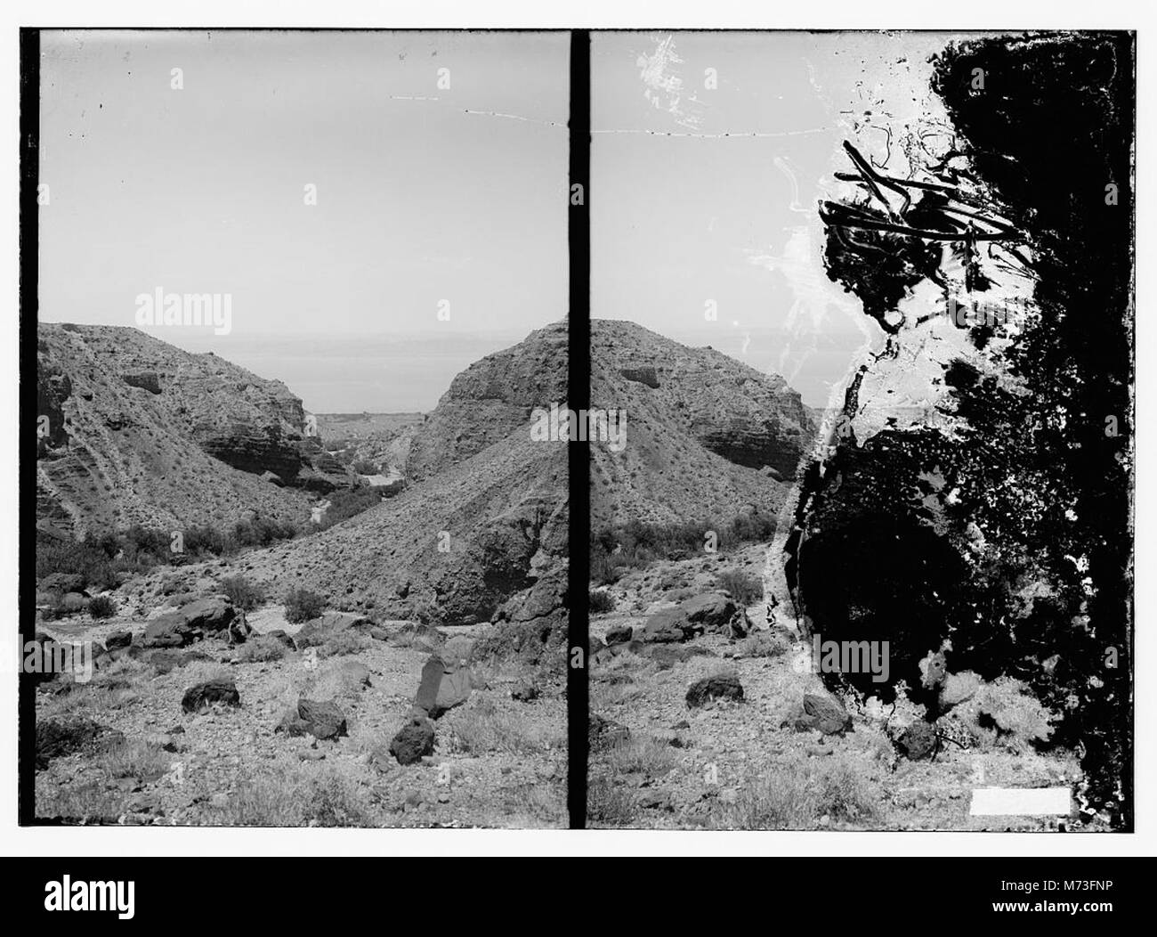 This image depicts the Dead Sea, a saltwater lake bordered by Jordan to ...