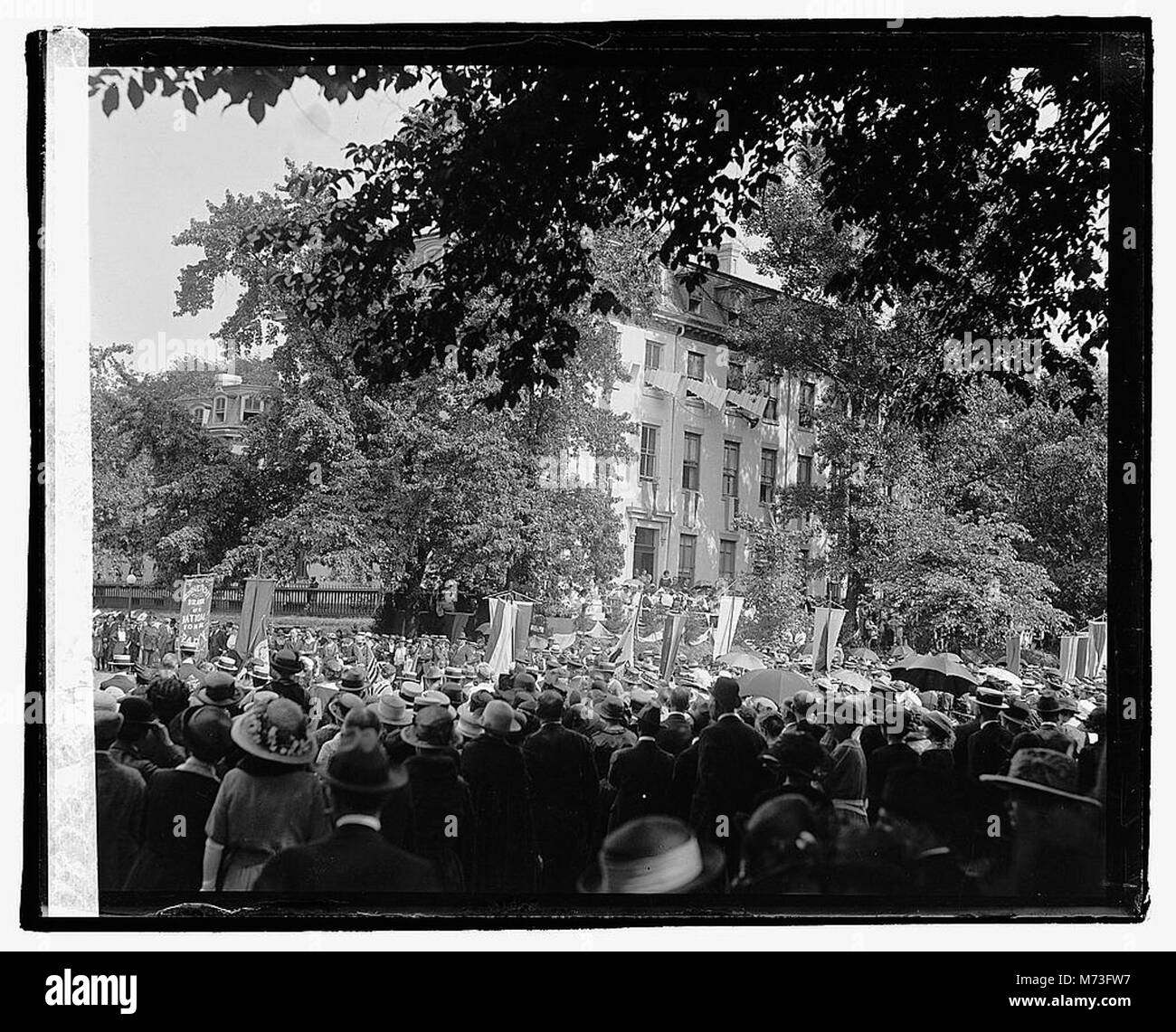 A historical photograph taken during the dedication ceremony of the ...