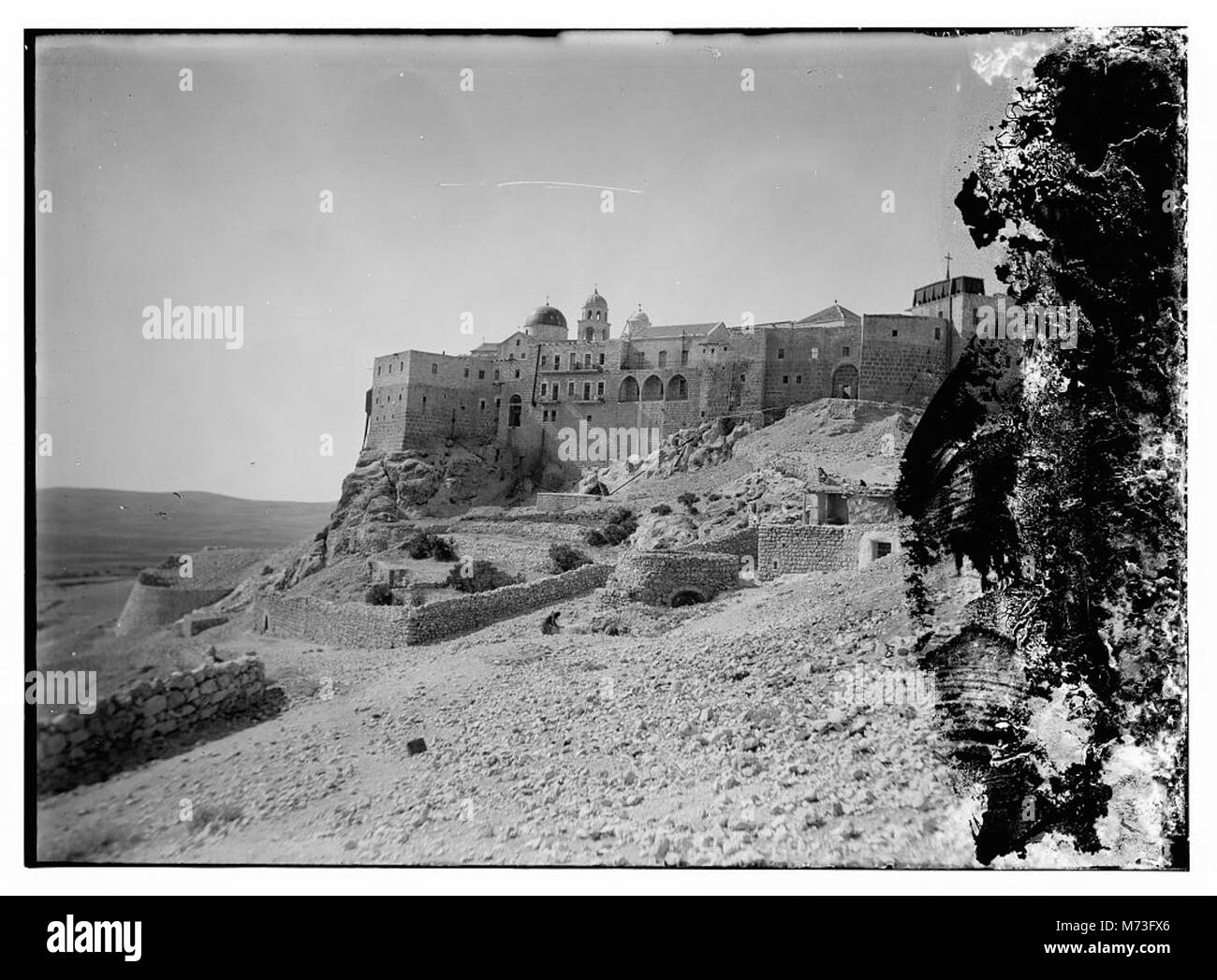 This photograph shows Deir Seidnaya, an ancient Christian monastery in ...