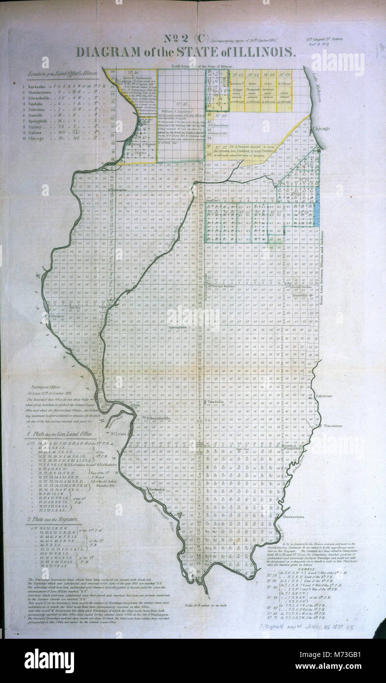 A detailed diagram of the state of Illinois, showcasing its ...