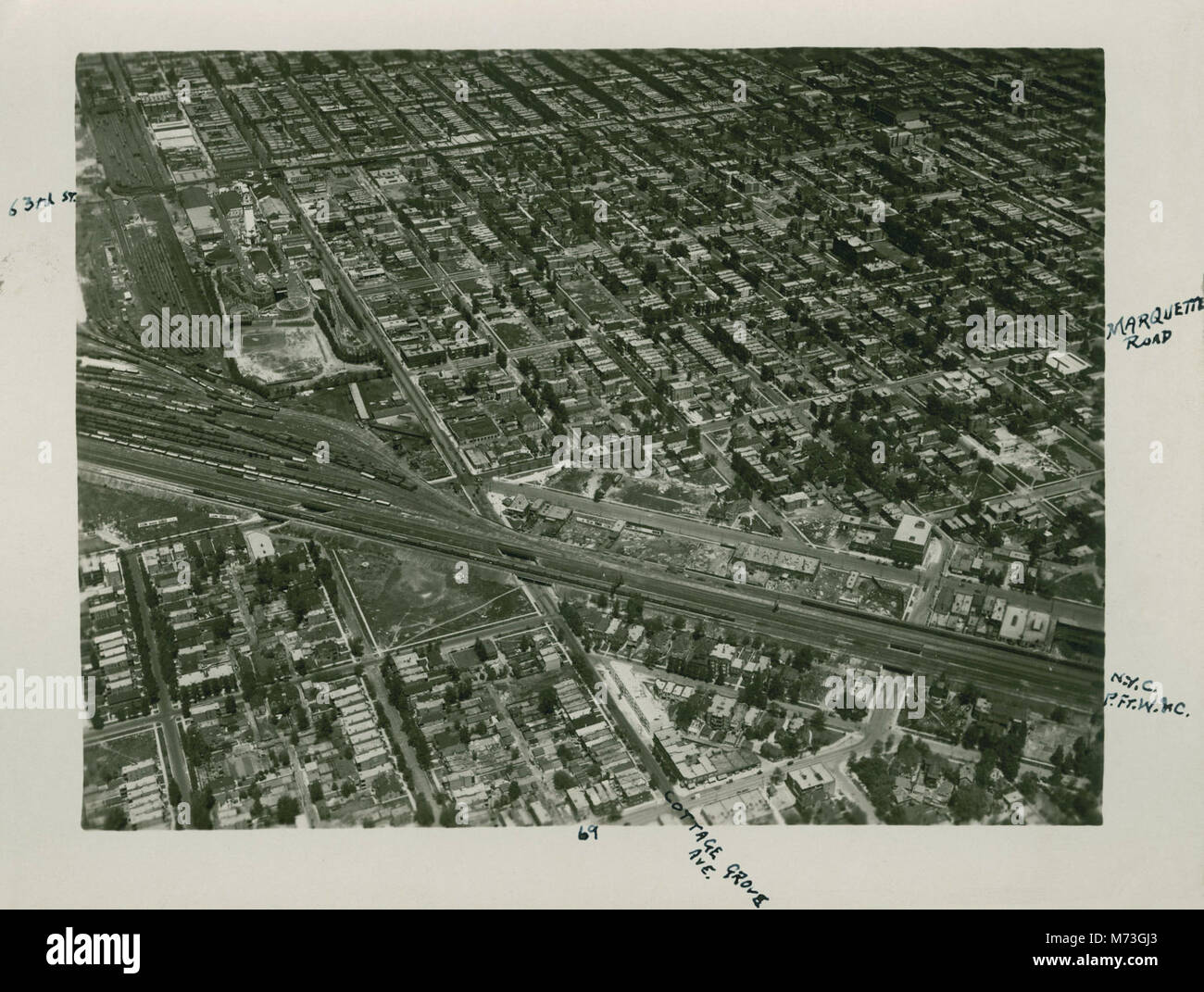 An aerial photograph of Chicago in 1925, showing South Park Avenue and ...