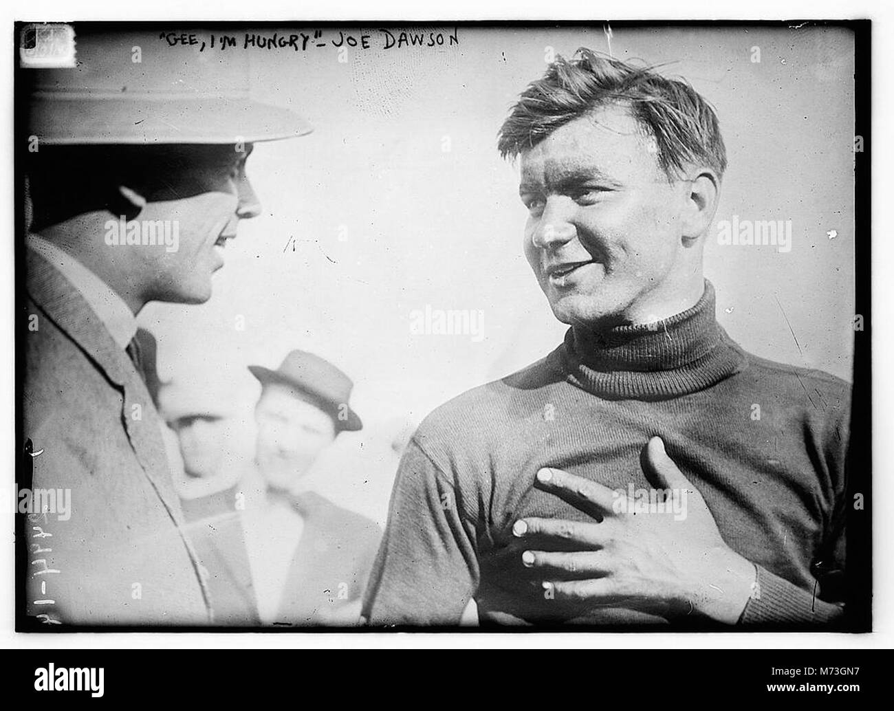 A portrait of Joe Dawson, presumably a historical figure, with a ...