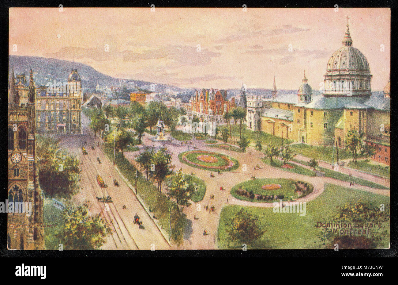 A view of Dominion Square in Montreal, showcasing its historical ...