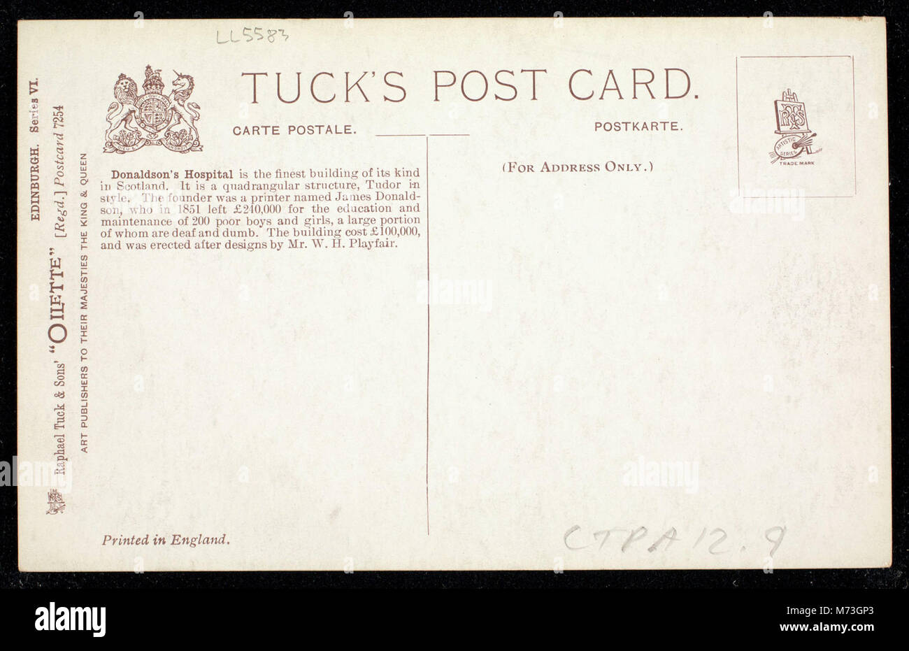 A photograph of Donaldson's Hospital in Edinburgh, Scotland, showcasing ...