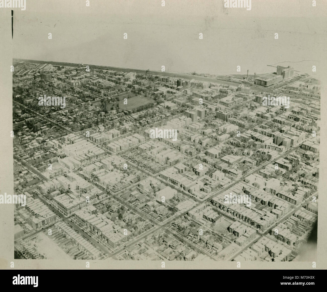 An aerial photograph of the southern part of Chicago taken in 1925. The ...