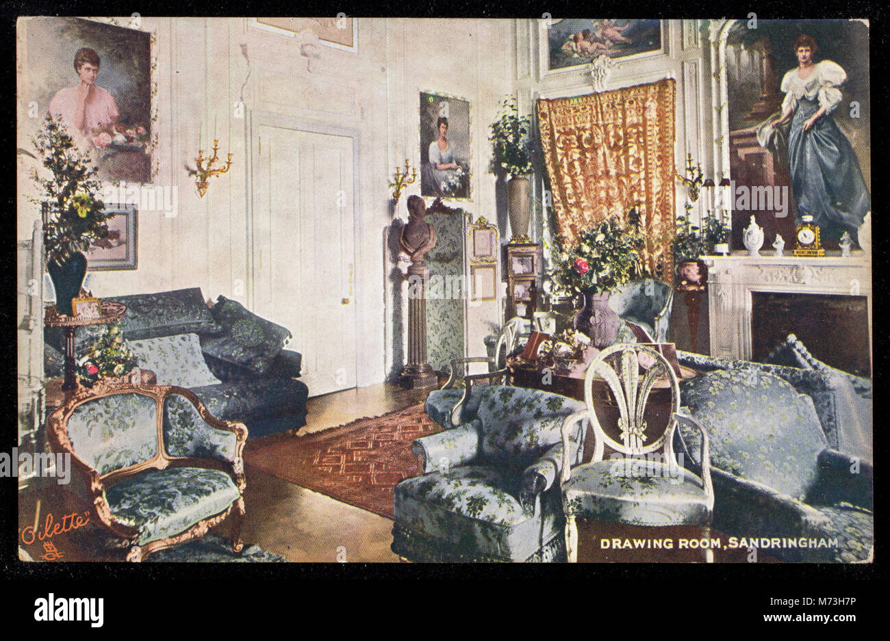 A photograph of the Drawing Room in Sandringham House, showcasing its ...