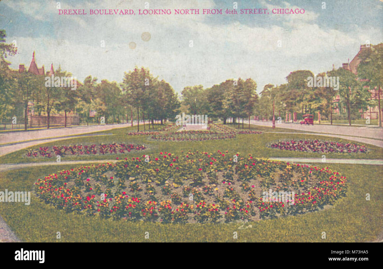 This photograph shows Drexel Boulevard in Chicago, looking north from ...