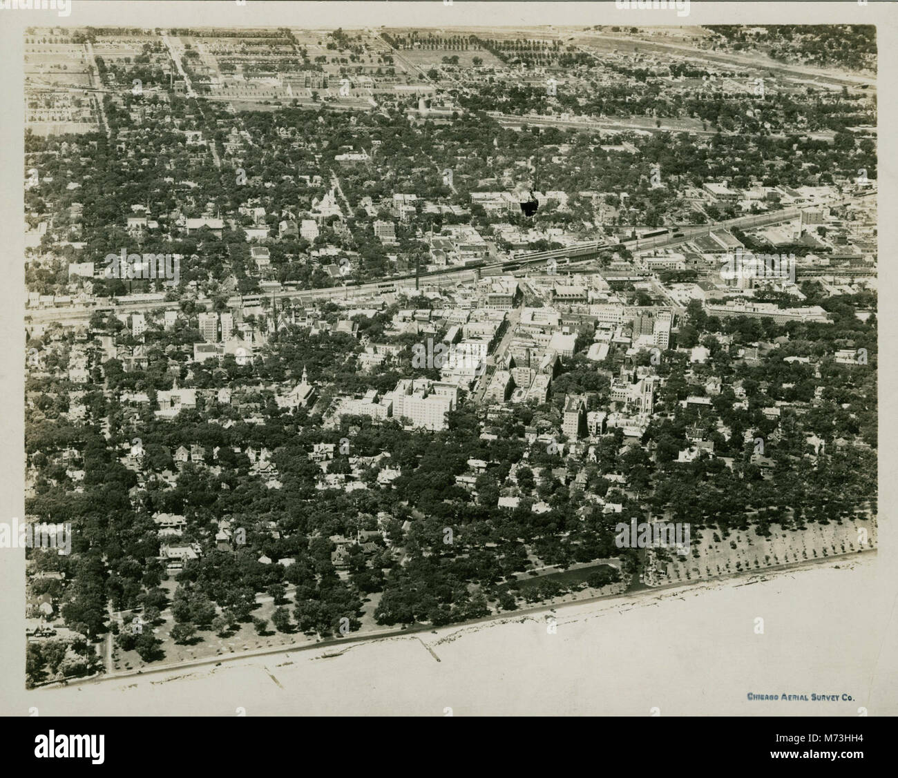 An aerial view from 1928 shows suburban Chicago with a focus on Central ...