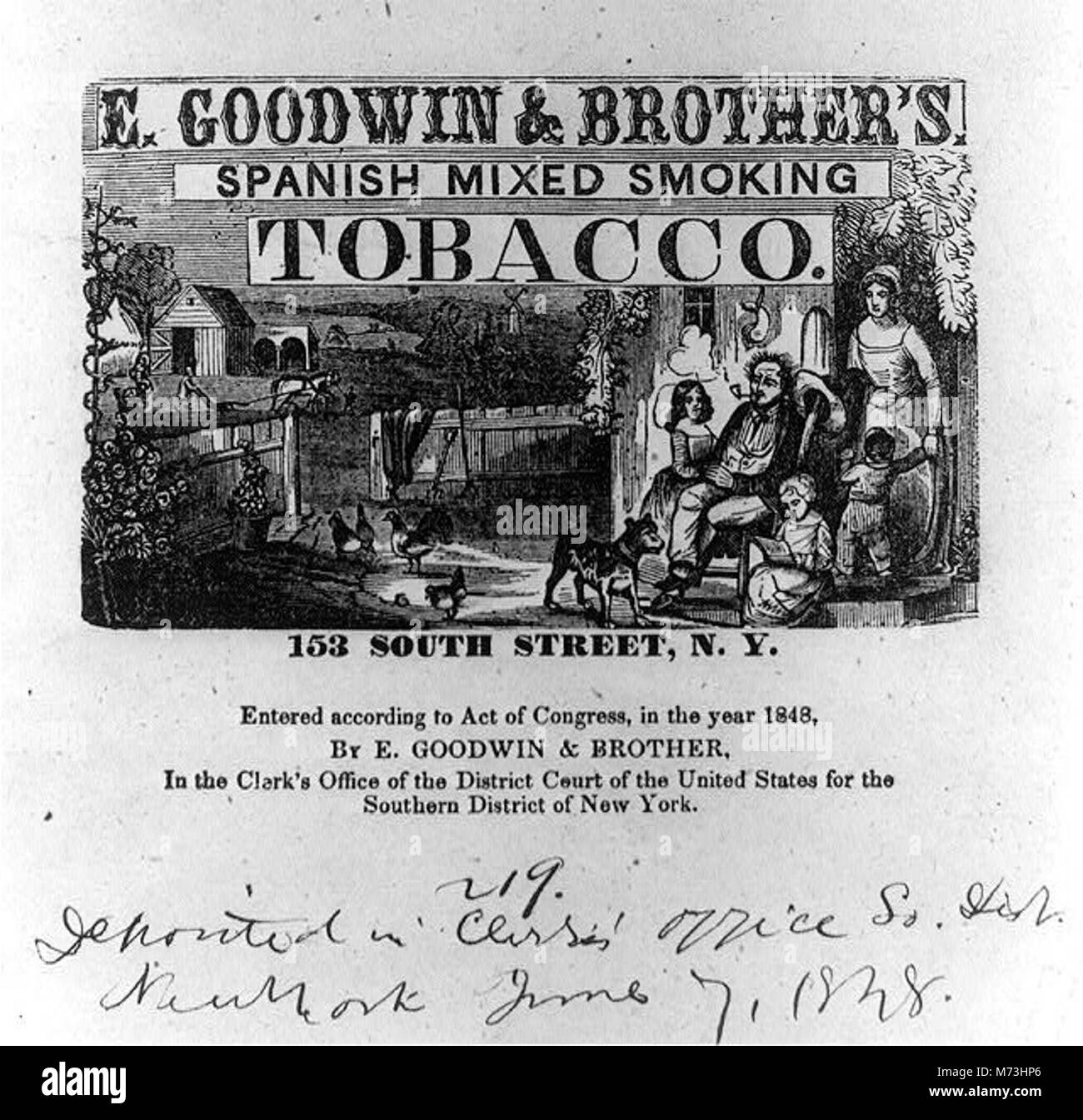 An advertisement for E. Goodwin & Brother's Spanish mixed smoking ...