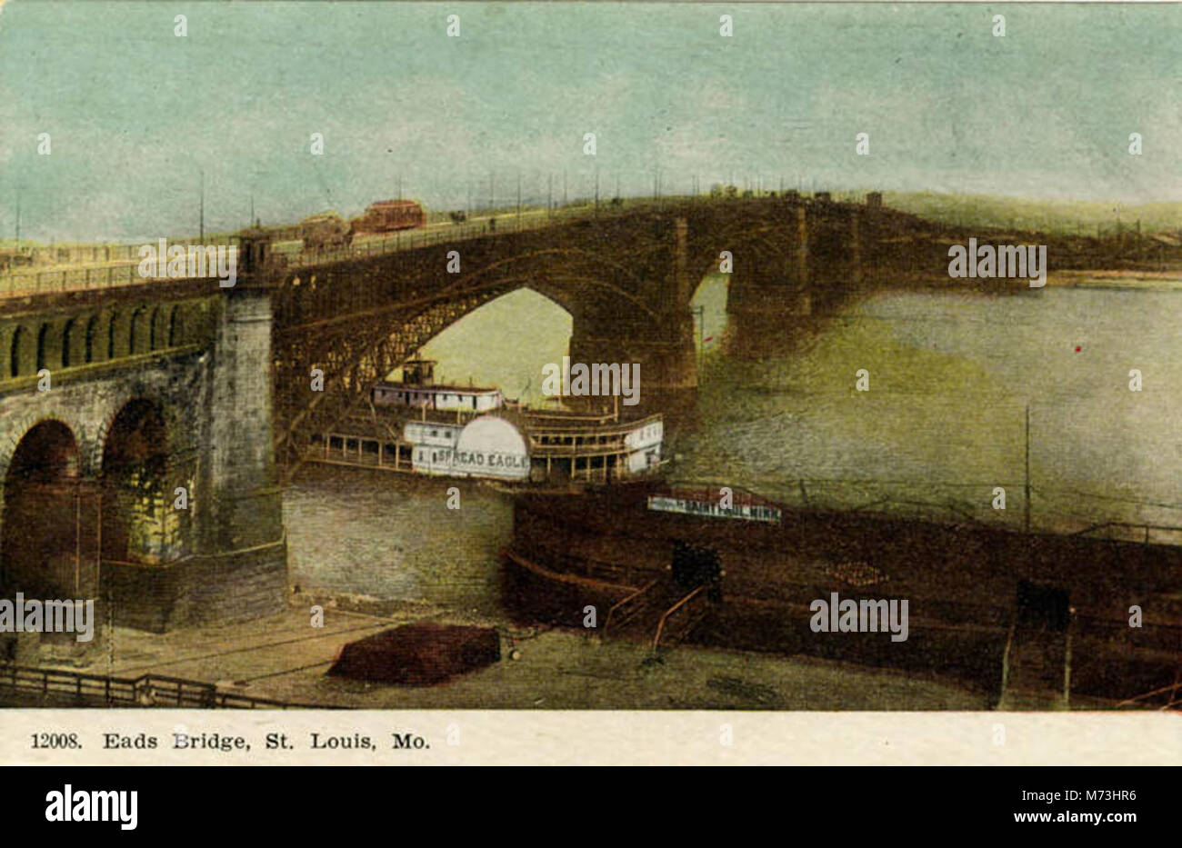A photograph of the Eads Bridge, an iconic bridge spanning the ...