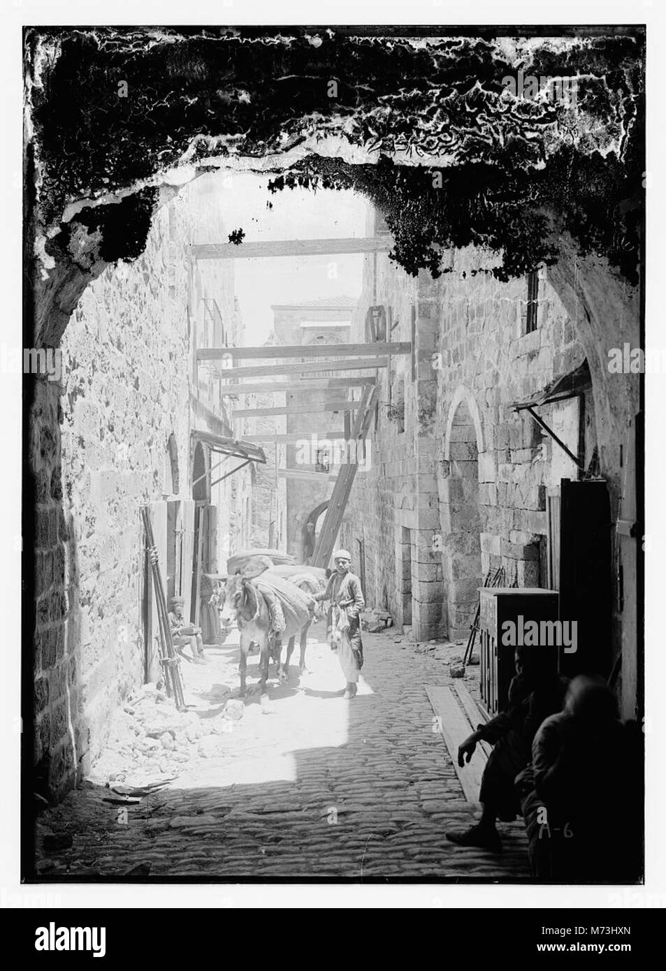 A photograph documenting damage caused by an earthquake, showing the ...